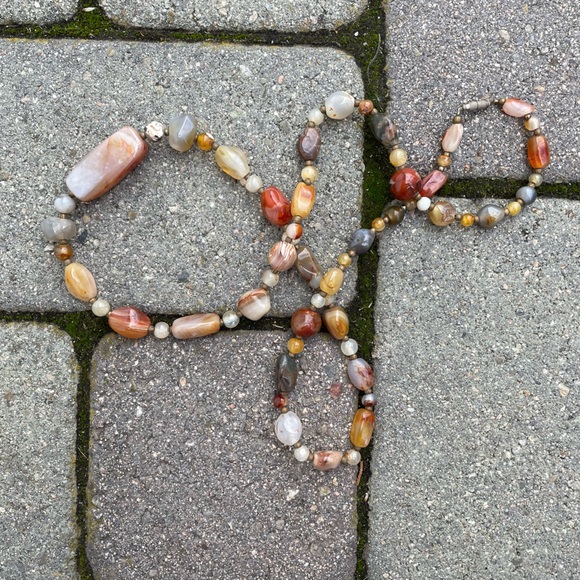 Vintage | Jewelry | Vintage Silver Metal Multi Color Stone Necklace ...